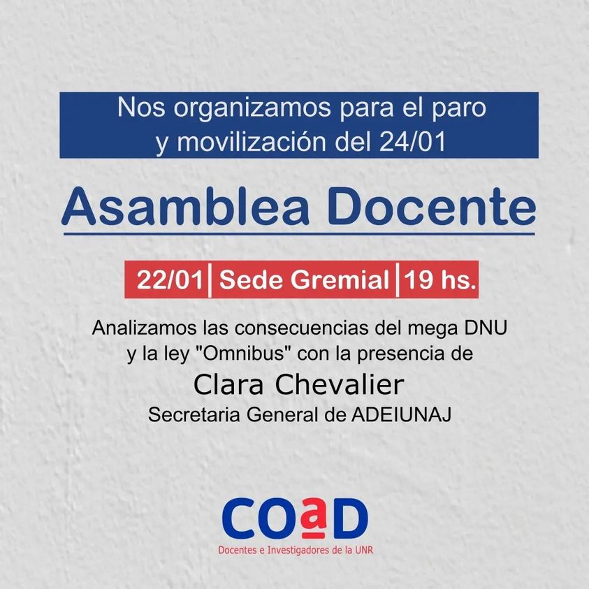 ASAMBLEA EN LA SEDE GREMIAL DE LA COAD – Desde Rosario, por Argentina y ...